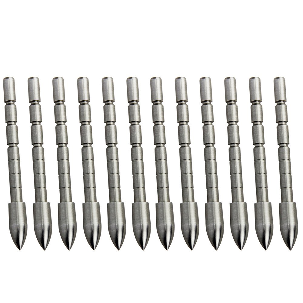 12 pcs 80/100/120 Grain Steel Bullet Point Tip for ID 4.2mm Arrow Shaft Archery (100 Grain)