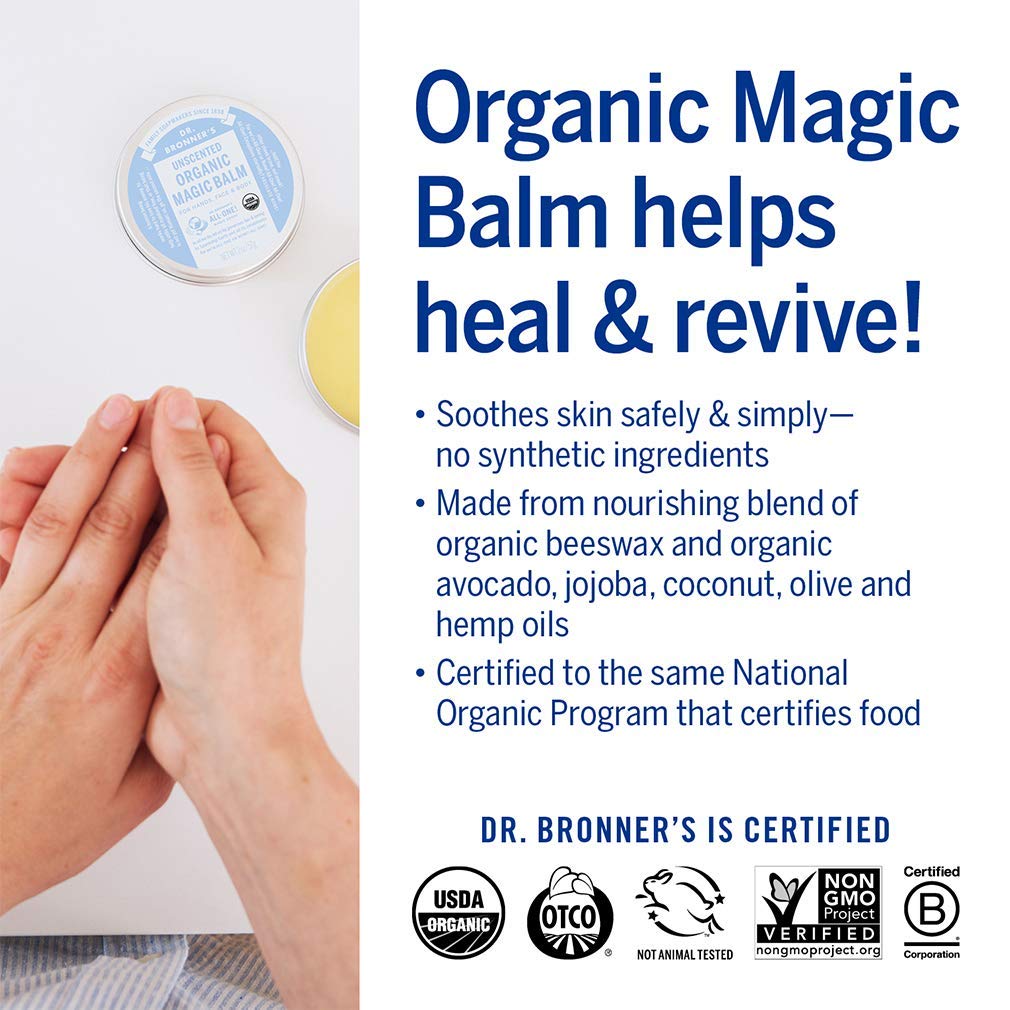Dr. Bronner's - Organic Magic Balm (2 oz Variety Pack) Arnica-Menthol & Baby Unscented - Made with Organic Beeswax & Hemp Oil, Moisturizes and Soothes Hands, Face & Body | 2 Count
