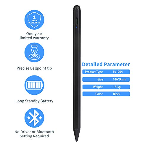 Evach Stylus Pens for Lenovo Yoga Tab Pencil, Active Stylus Pen for Touch Screen Tablet with 1.5mm High Sensitivity Tip Pencil for Lenovo Yoga Tab Pen,Dark Black