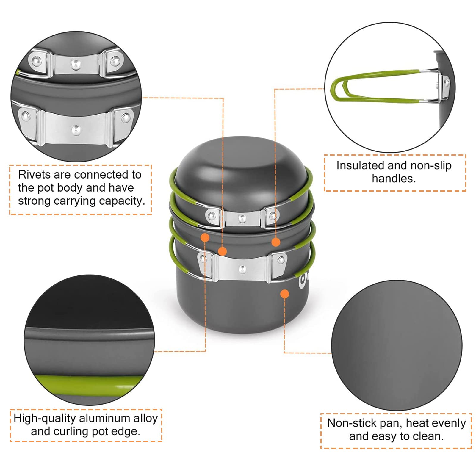 13pcs Outdoor Camping Cookware Stove Mess Kit,Camping Pot and Pan Set with Mini Backpacking Stove,Stainless Steel Cup, Knife Fork and Spoon Set for Backpacking, Camping Hiking and Picnic