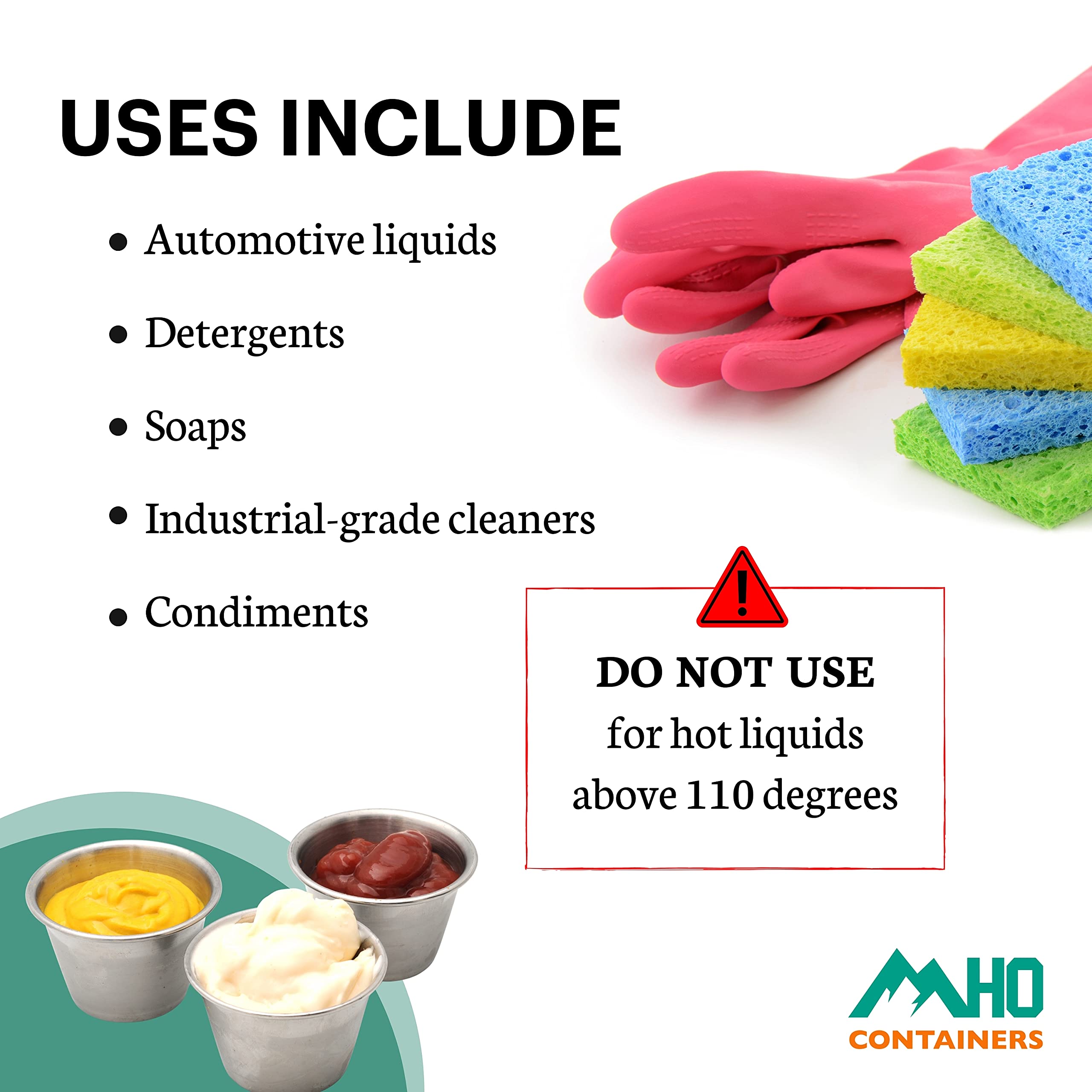 MHO Containers | 1 Gallon HDPE Plastic Jug with Reshipper Box and Child-Resistant Caps | Made in USA β Pack of 4