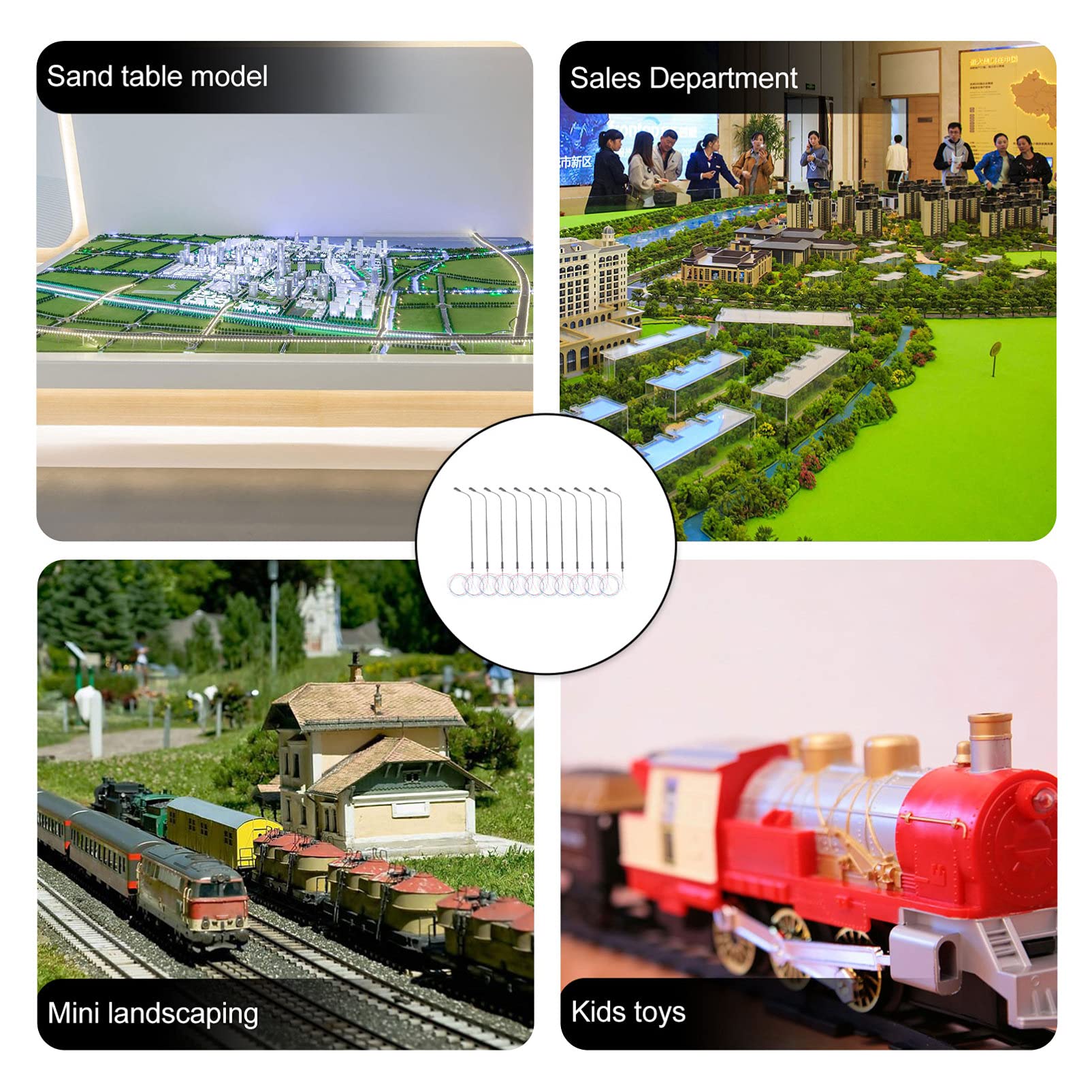 10PCS Model Railway Train Lamp Post 1: 150 Scale Street Lights T N Scale LEDs Light 3V Train Scenery Miniature Accessories