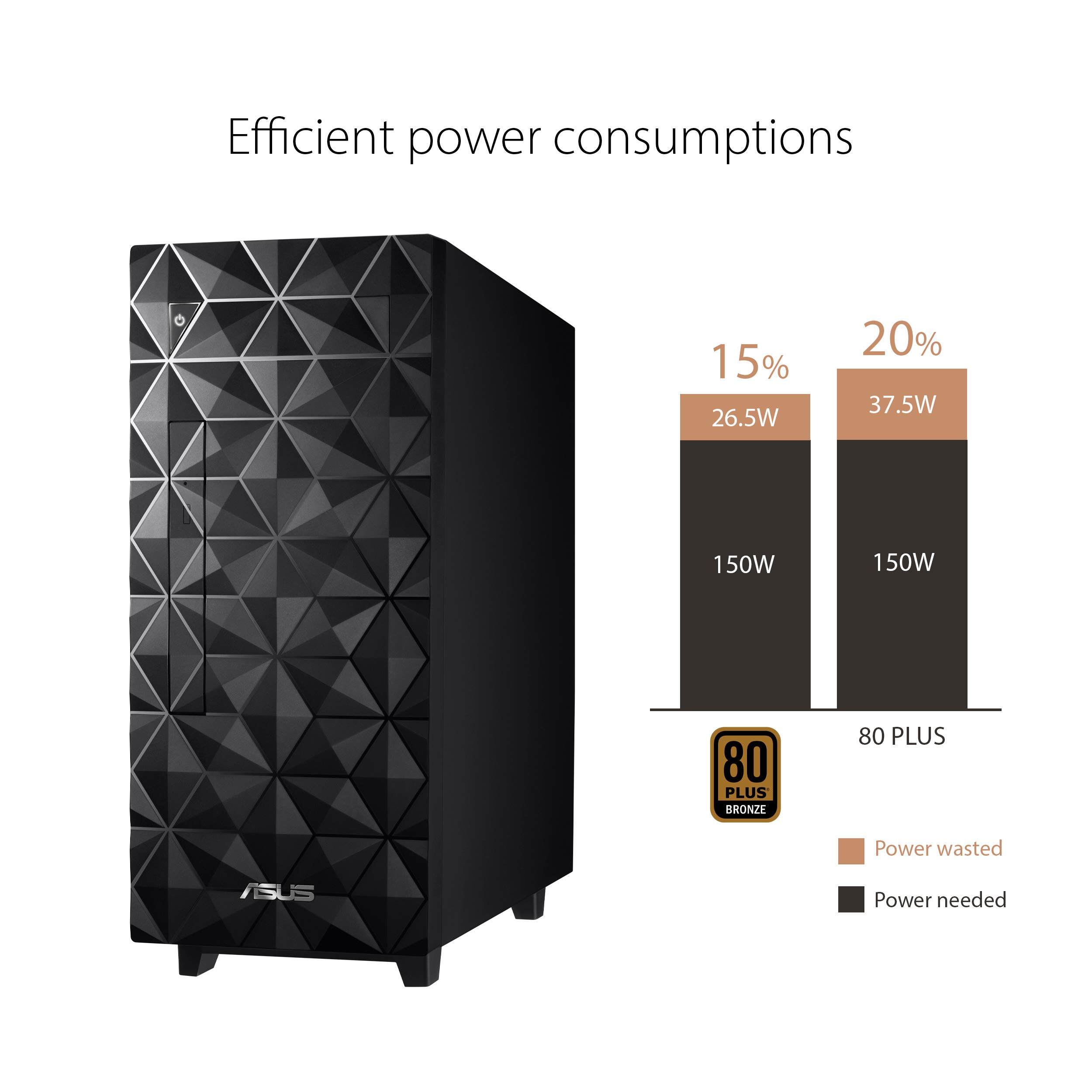 ASUS Desktop S300, Intel Core i5-10400 Processor, 16GB DDR4 RAM, 512GB PCIe SSD, DVD Drive, Windows 10 Home, Wired Keyboard & Mouse Included, Black, S300MA-DH501