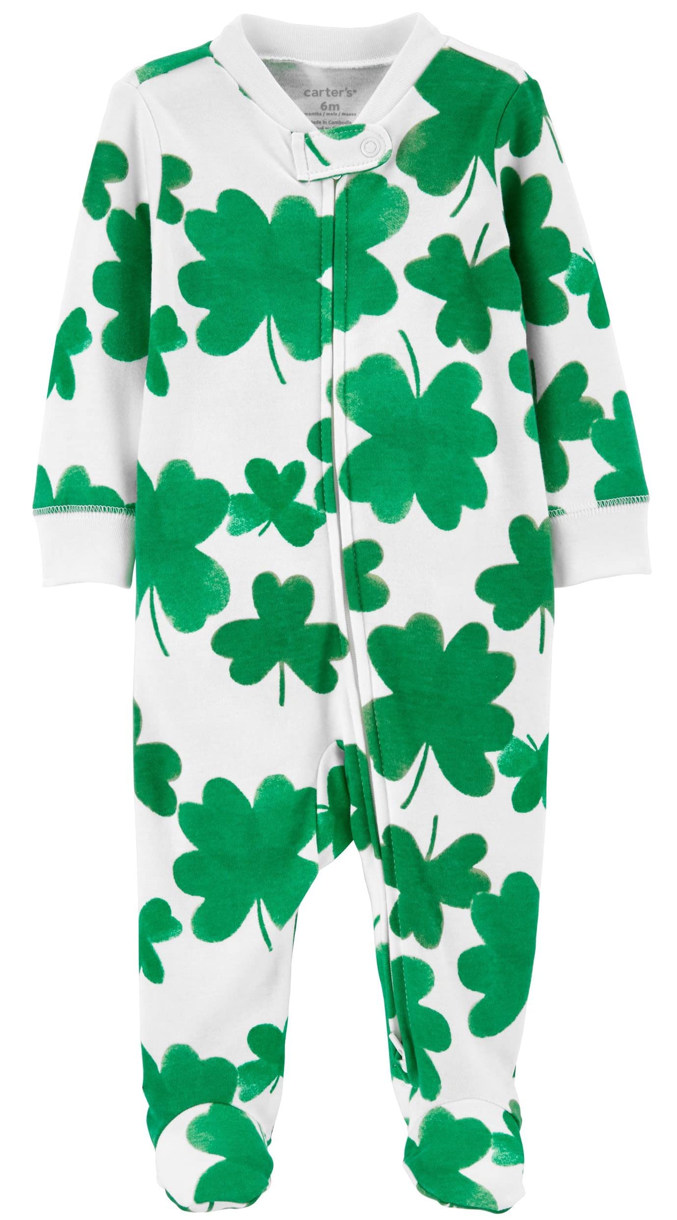 Carter's Unisex Baby St. Patrick's Day Jumpsuit (3 Months, White/Green)