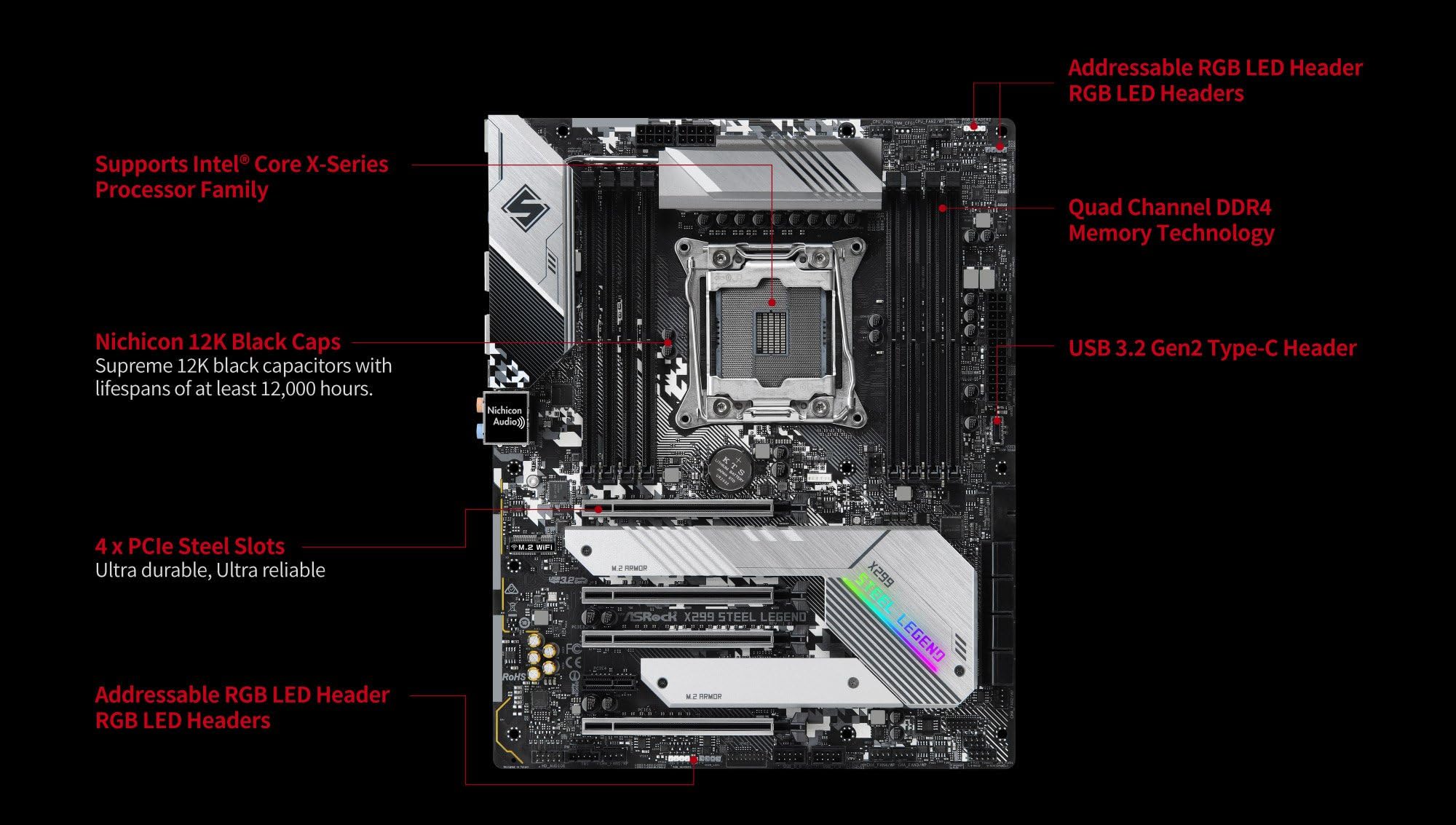 ASRock Intel X299 Chipset ATX Motherboard X299 Steel Legend