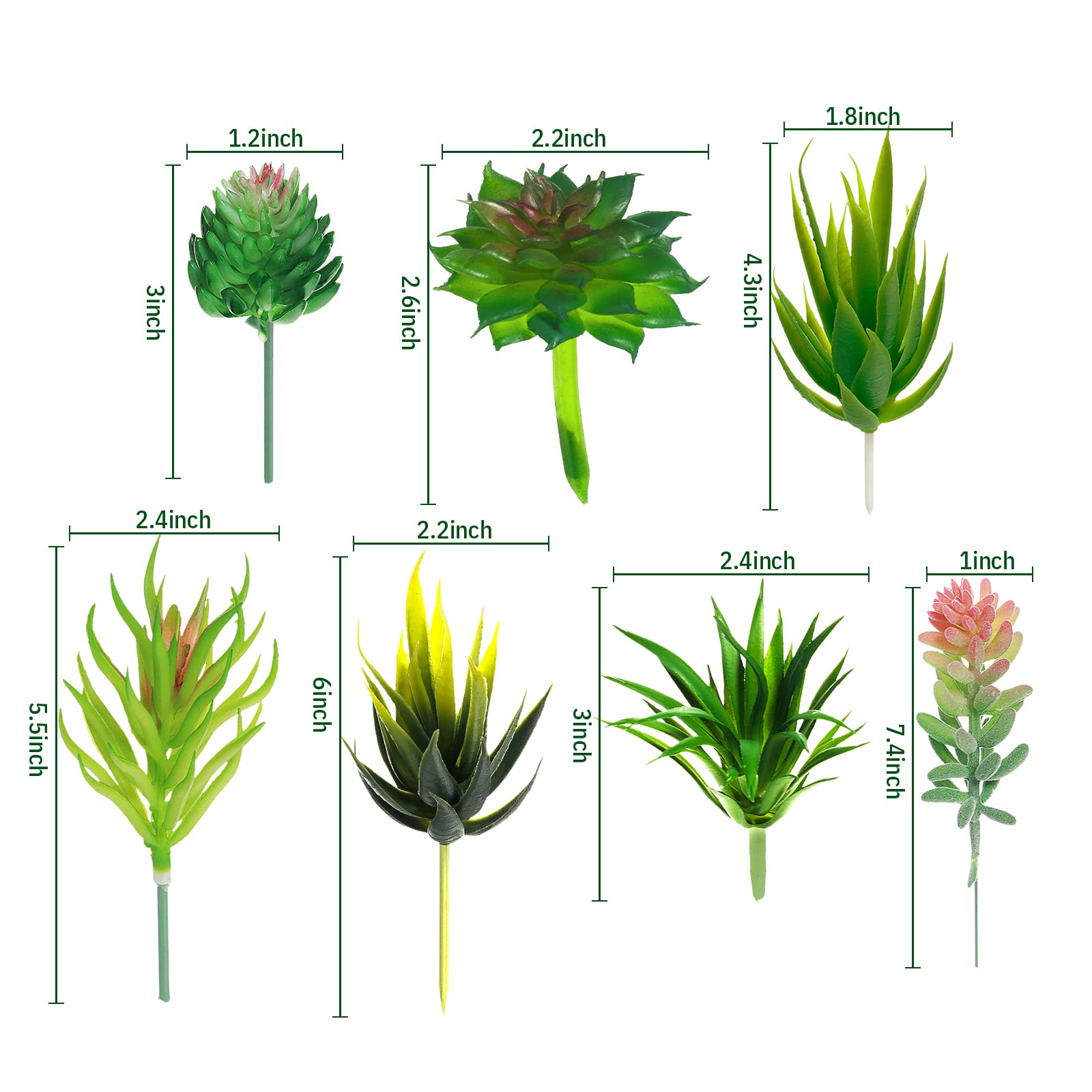 14 Pcs Mini Artificial Succulents Plants Picks,Flocked Faux Succulent Plants, Fake Succulents Plant with Succulent Moss,Realistic Textured Aloe for Home Office Table Garden Decoration