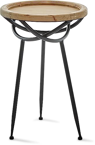 Amazon Brand โ Stone & Beam Modern Rustic Wood and Metal Side End Table, 16.25" W, Natural