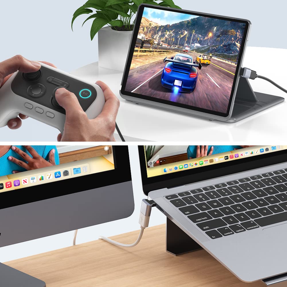 90 Degree USB to USB C Adapter 2 Pack,yootech Up & Down Angled USB-C to USB Adapter,Thunderbolt 4/3 to USB Female Adapter Converter for MacBook Pro 2021,MacBook Air 2020,iMac, Dell XPS,Galaxy Book etc