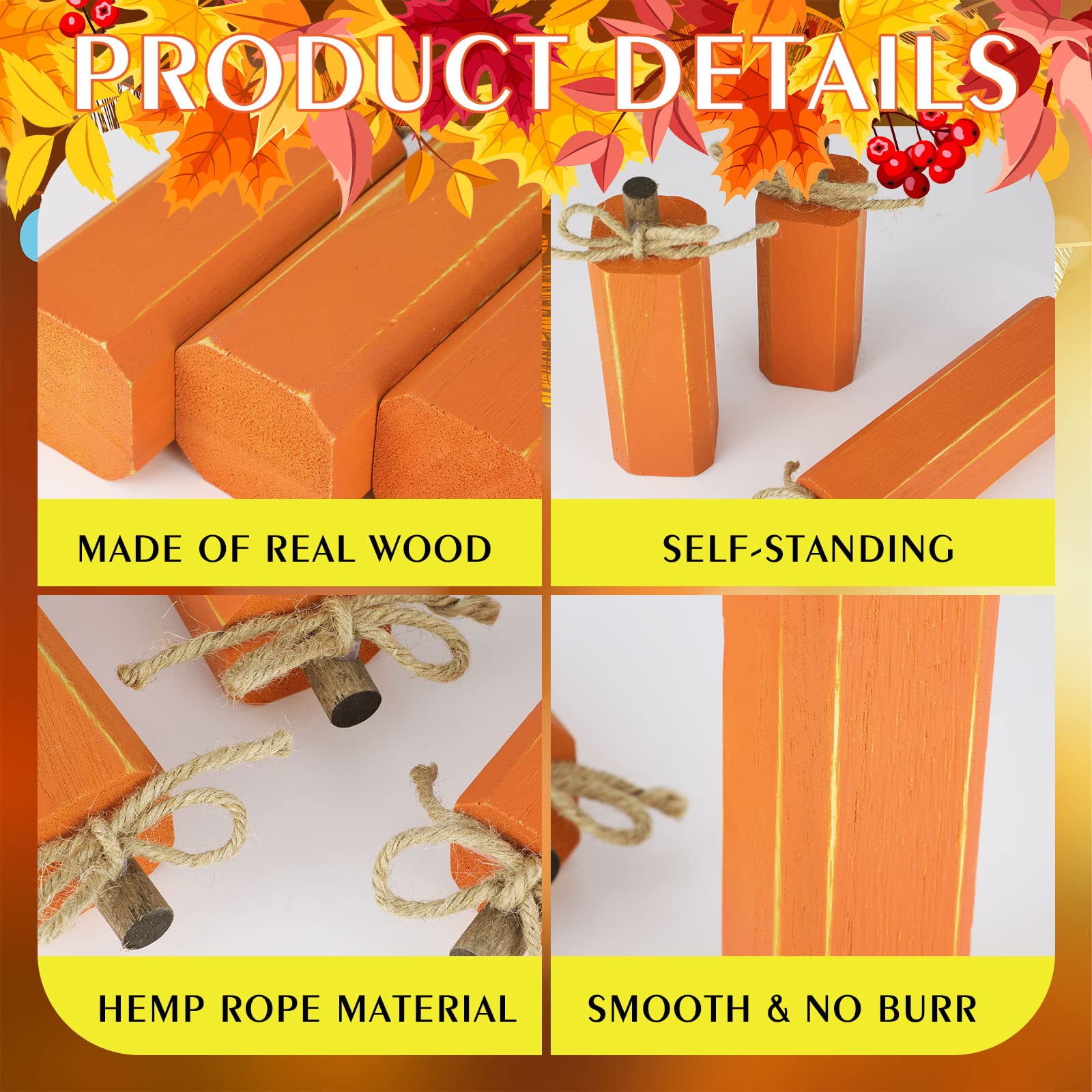 3 Pcs Wooden Fall Thanksgiving Decor Fall Tiered Tray Decor Wood Firework Fall Centerpieces Decorations Farmhouse Tabletop Block Sign for Fall Thanksgiving Autumn Decor (Pumpkin)