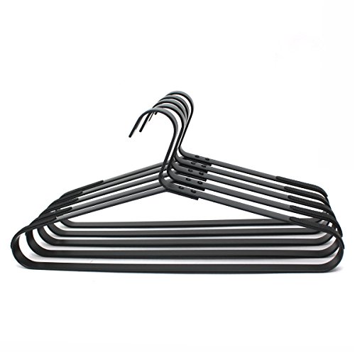 6Pack Koobay 16.5" Black King Size Aluminum Laundry Hangers Clothes Storage Coat Suit Hangers with Anti-Slip Strips