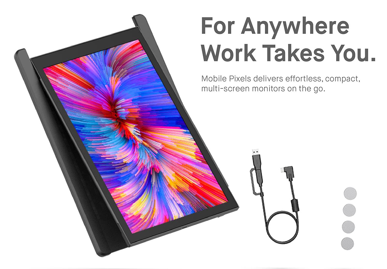 Duex Lite Portable Monitor for Laptop, Mobile Pixels 12.5" Full HD1080p IPS Dual Monitor for laptops, USB C/USB A Powered Plug and Play Portable Display, Windows/Apple Compatible (1pc Grey)