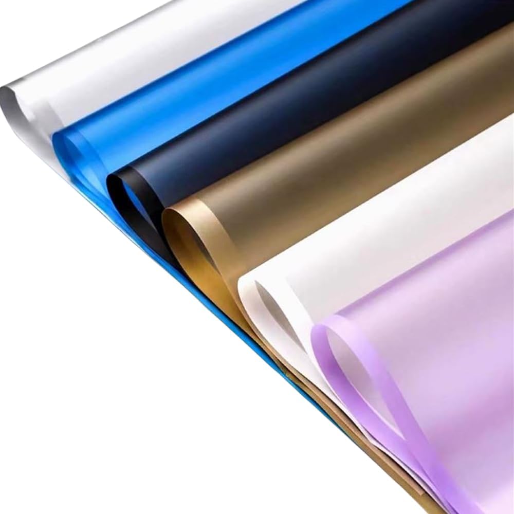 20 Pcs Blue border Flower Wrapping Paper,Waterproof Valentine's Day Bouquet Wrapping Paper 23x23Inch Used for DIY Crafts, Gift Packaging, Flower Shop Bouquet Packaging