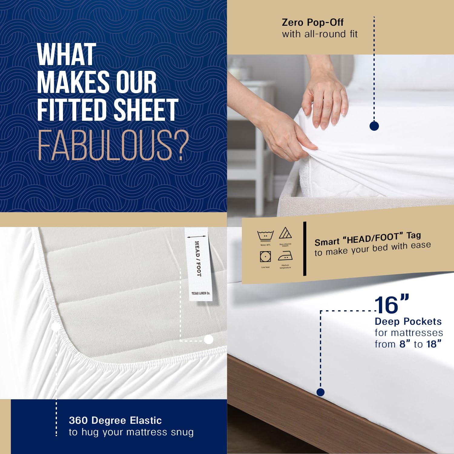 1000-Thread-Count 100% Pure Cotton Bed Sheets - 4 Pc Cal King Size Light Blue Sheet Set, Single Ply Long Staple Combed Cotton Yarns, Best Luxury Sateen Weave, Fits Mattress Upto 16'' Deep Pocket