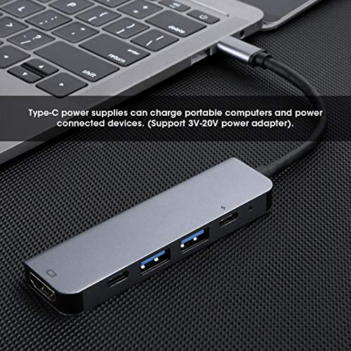 Adapter Dock, 5Gbps Practical 5‑in‑1 Reliable Aluminum Alloy Hub, for Laptop Computer Office Home