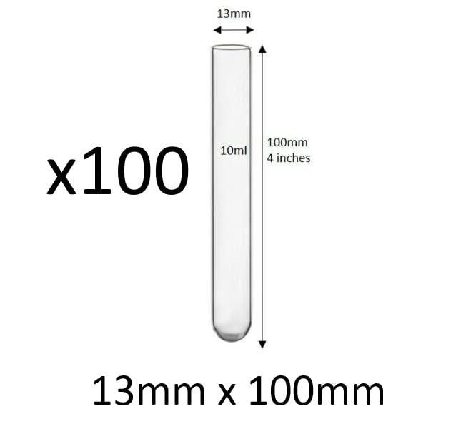 13mm x 100mm Glass Test Tube Box of 100 by Mr. Test Tube