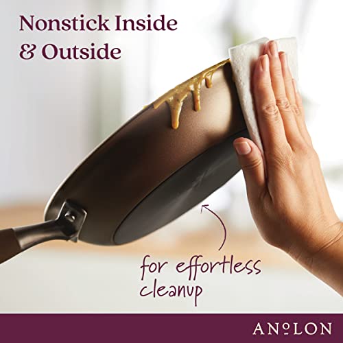 Anolon 83868 Advanced Hard Anodized Nonstick Stockpot / Dutch Oven with Frying / Skillet Pan - 5 Quart and 11 Inch, Bronze Brown