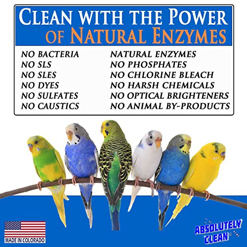 Absolutely Clean Amazing Bird Cage Cleaner and Deodorizer - Just Spray/Wipe - Safely & Easily Removes Bird Messes Quickly and Easily - Made in The US (16 Fl Oz (Pack of 2))