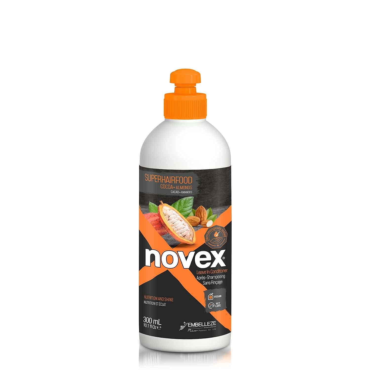 NOVEX Hair Care SuperFood Cacao & Almond Leave In (300ml/10oz)- VEGAN Formula. Nourishes and provides softness and shine