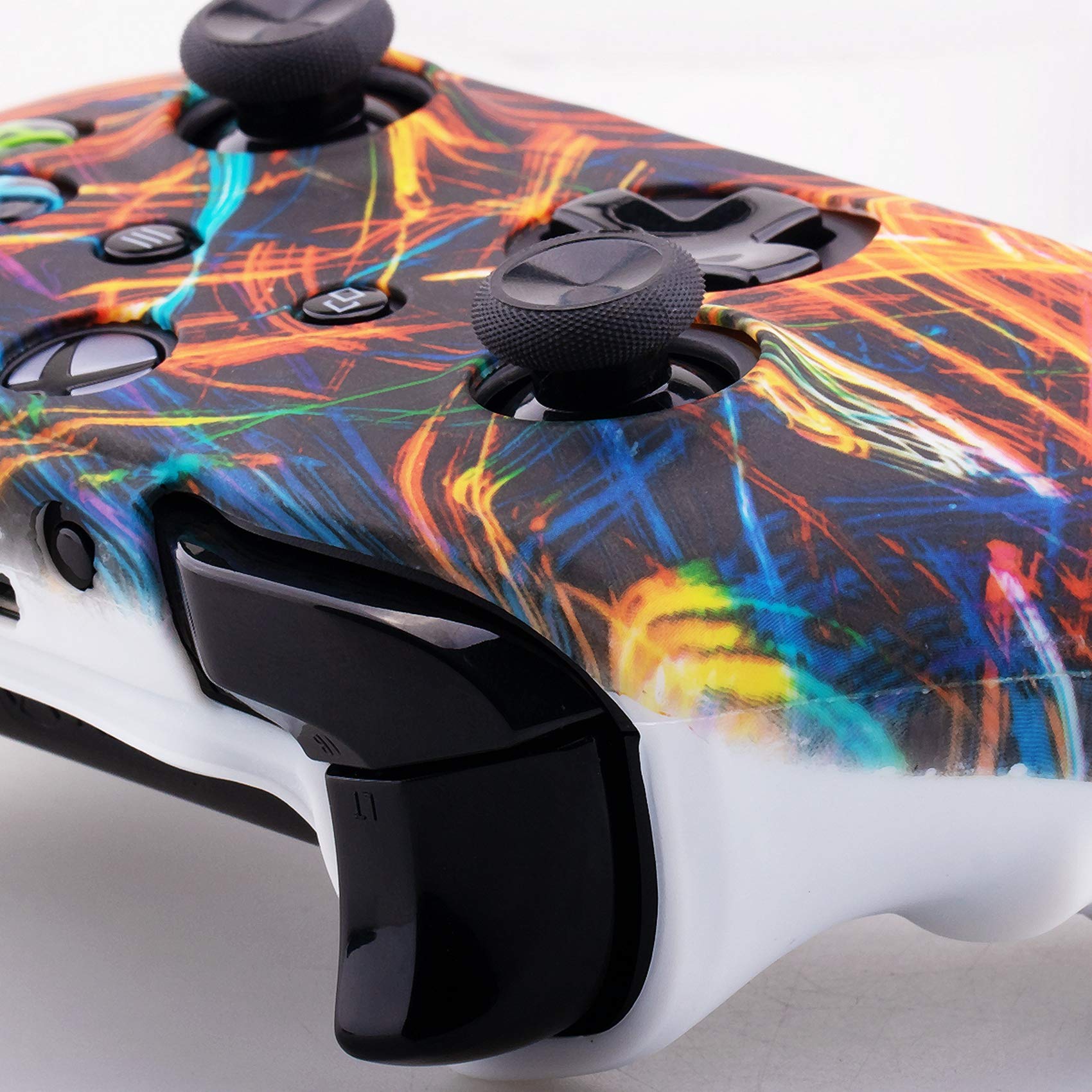 9CDeer 1 Piece of SiliconeTransfer Print Protective Cover Skin + 6 Thumb Grips for Xbox One/S/X Controller Camouflage Grey