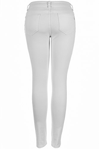 2LUV Women's Stretchy 5 Pocket Destroyed White Skinny Jeans, Size-7, White1