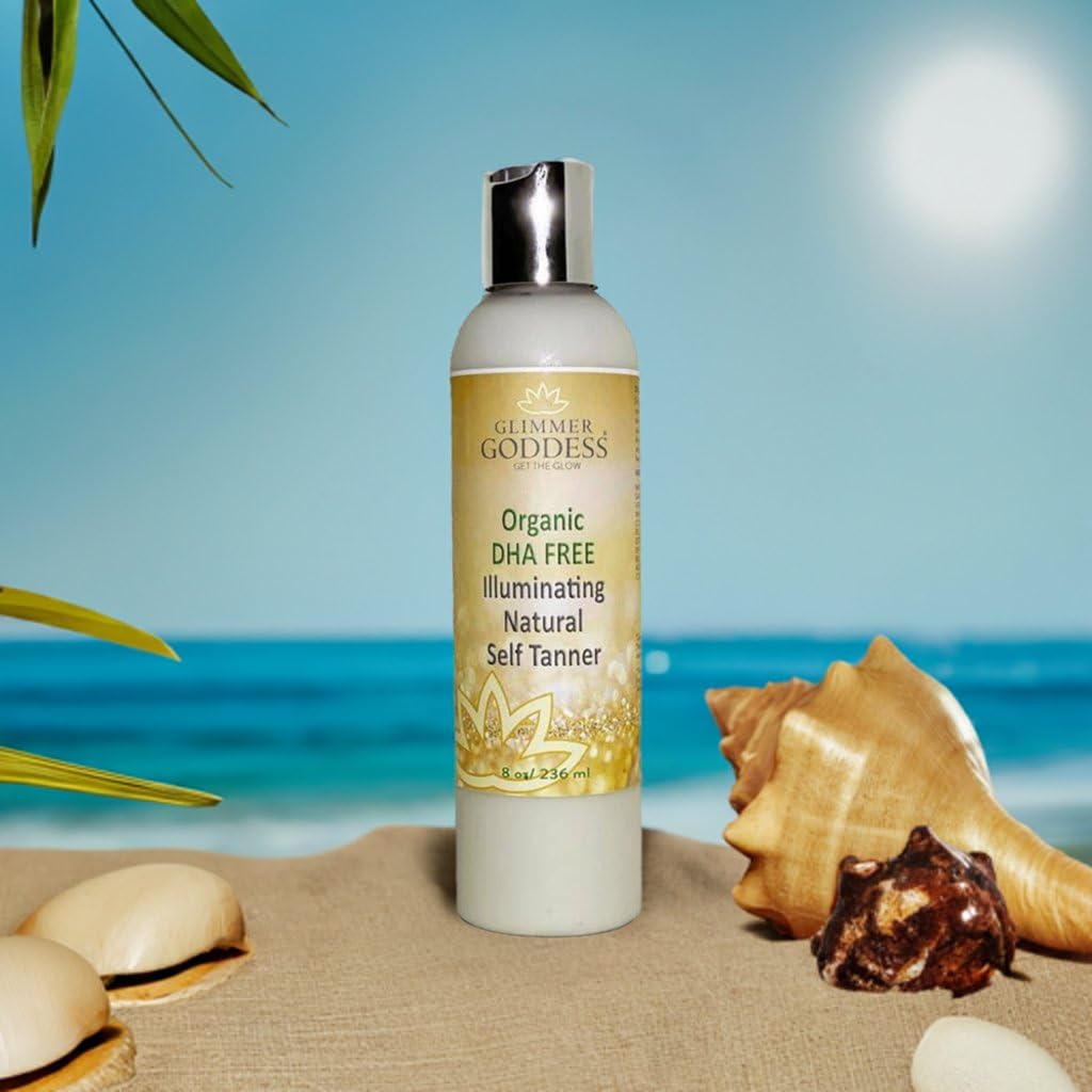 Glimmer Goddess Organic Self Tanner - DHA-Free Tanning Lotion, 8 oz