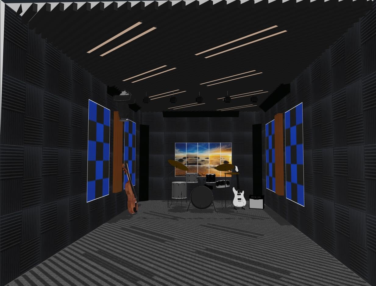 96 Pack Black/RED 12 "X 12 "X1" Acoustic Panels Studio Soundproofing Foam Wedge Tiles,