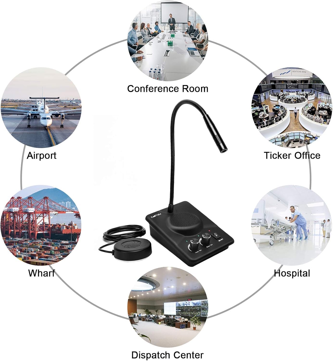 CallToU Window Speaker Intercom System,Dual Way Anti-Interference Intercommunication Microphone Talk Through Glass Window,for Business,Bank,Office,Hospital,Counter,Store,Station,School and More