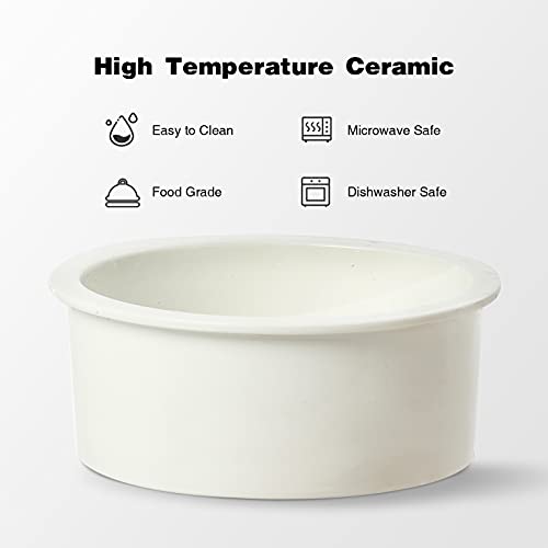 FUKUMARU Elevated Dog Ceramic Bowls, 32 OZ Raised Food Feeding Dishes for Large Cats and Medium Dogs, Solid Bamboo Water Food Stand Feeder Set with Anti-Slip Feet