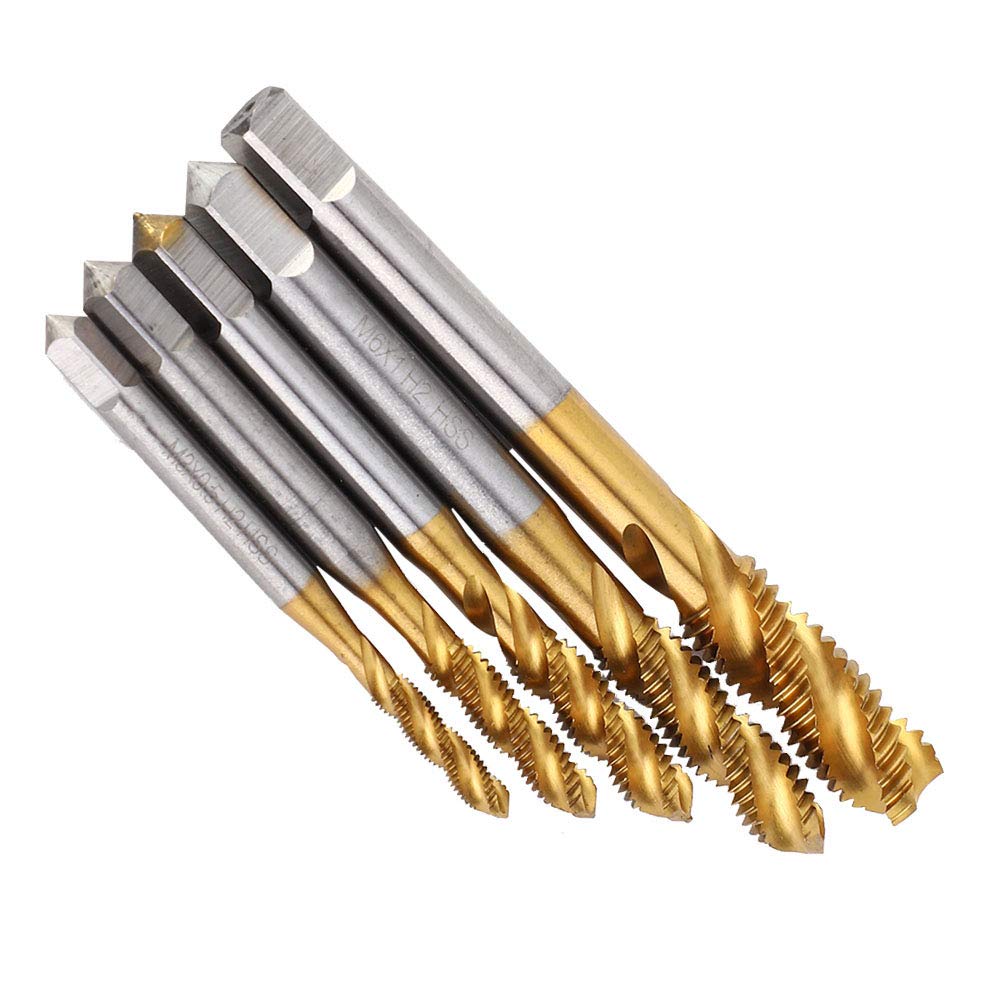 5 Pcs Plated Drill bit Set, M3-M8, Tap Bit Screw Kit for Drilling Metal, Tile, Concrete, Brick, Glass, Plastic and Wood
