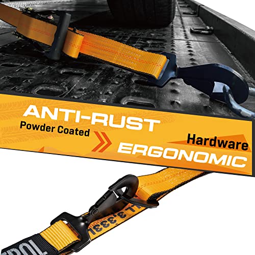 4 Pack Axle Tie Down Strap Combo with Snap Hook Ratchet-2 Inch x 114 Inch -Include 36β Axle Straps for Trucks- Heavy Duty 3333lbs Working Load KODIAK STRAPS