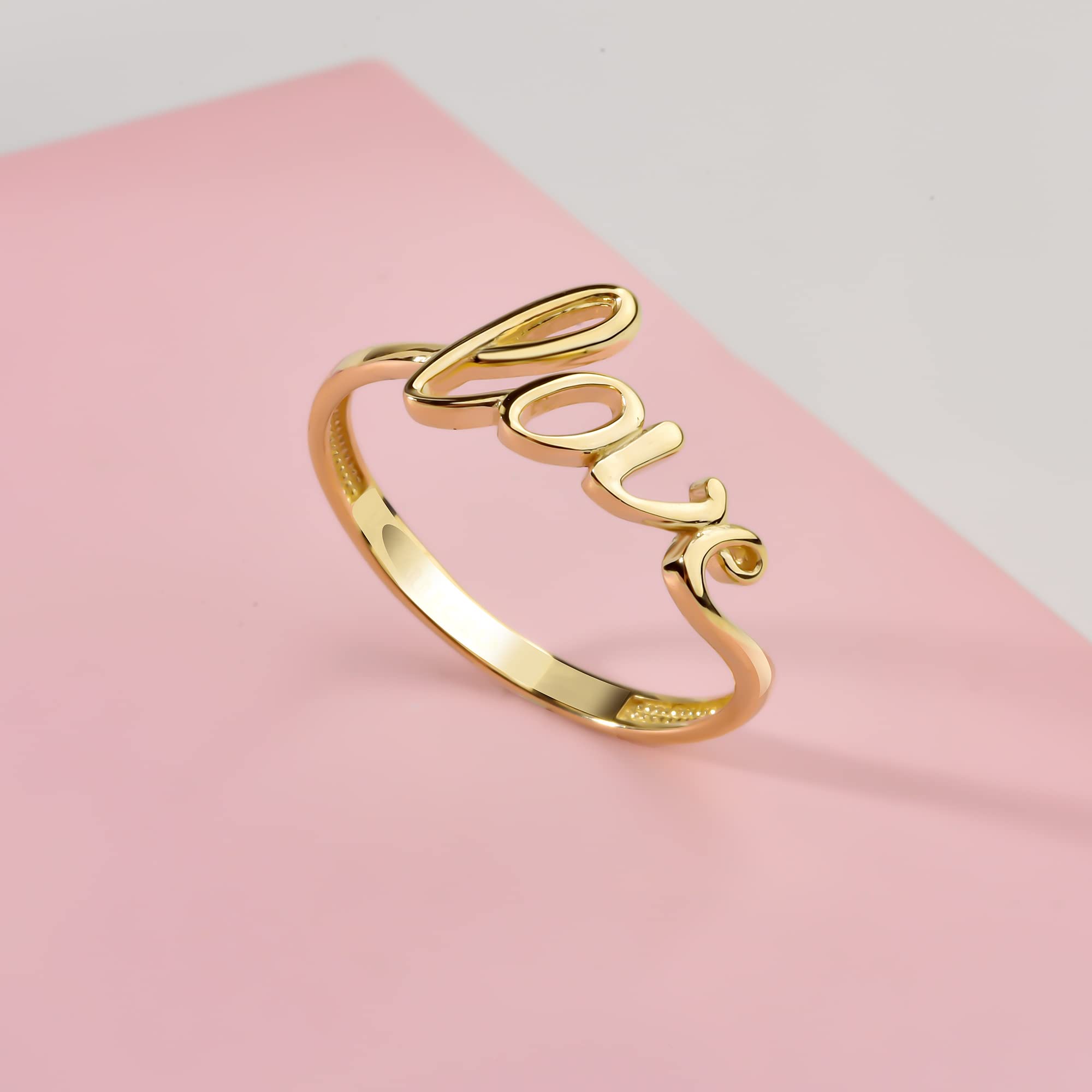 10K Solid Gold Love Rings Stacking, Dainty and Elegant Love Gift Ring - Jewelry Gifts for Women- Available in Different Sizes- 10K Yellow Gold