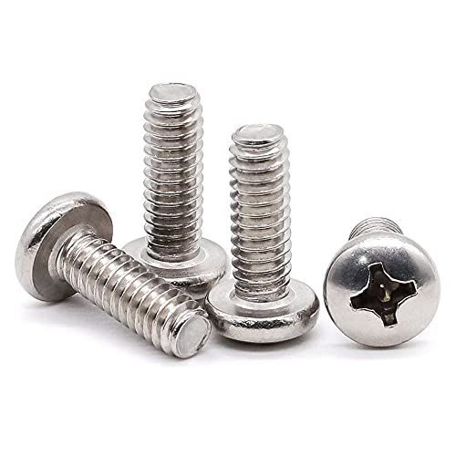 Glvaner #6-32 x 3/8" (100 pcs) Pan Head Machine Screws, 18/8 Stainless Steel 304, Phillips Drive Cross Round Head Machine Screws, Fully Threaded, Machine Coarse Thread