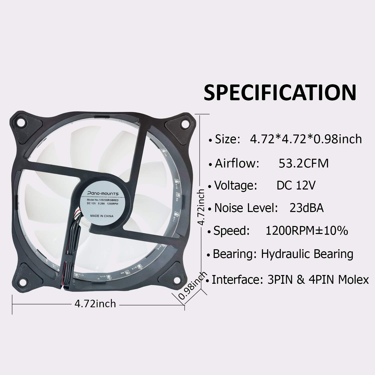 120mm Computer PC Blue LED Case Fan Quiet 12V 3pin Gaming PC Computer Cooler Case Fan 3-Pack
