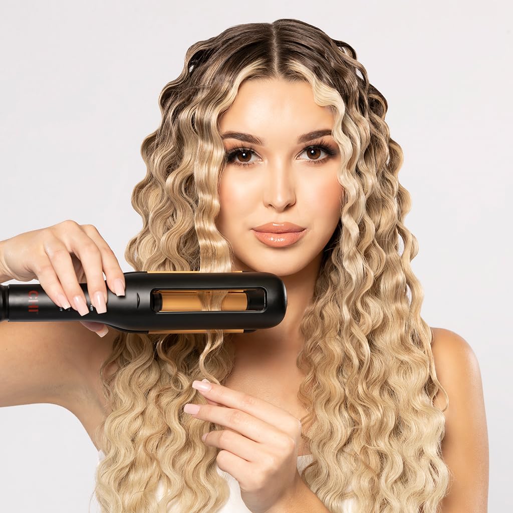 CHI Multi-Wave Styler, Hair Waver With Adjustable Barrel For Customizable Waves, Reduces Frizz & Increases Shine, Black