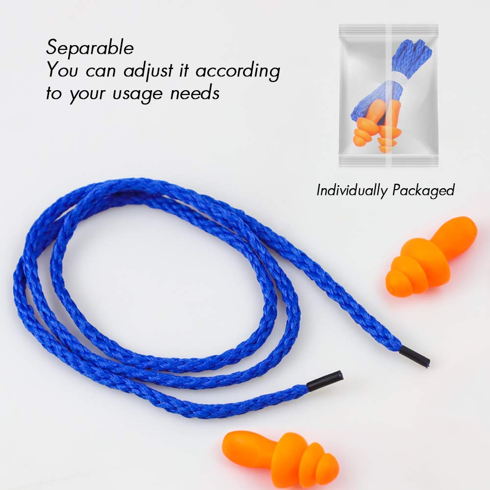 50 Pairs Ear Plugs for Sleeping, Hearing Protection Reusable Silicone Ear Plugs Noise Reduction, Individually Wrapped Earplugs for Shooting, Concerts, Swimming