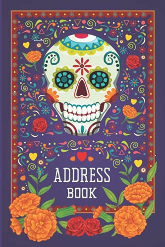 Address Book | Sugar Skull Purple: Small Address Book with Alphabetical Tabs to Record Phone Numbers, Addresses, Emails, Birthdays and Notes