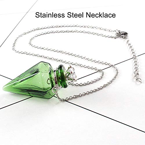 1PC Colorful Cone Bottle Aroma Essential Oil Diffuser Pendant Necklace for Womens Perfume Vial Pendant Necklace Jewelry Unique Gift(Purple Cone)