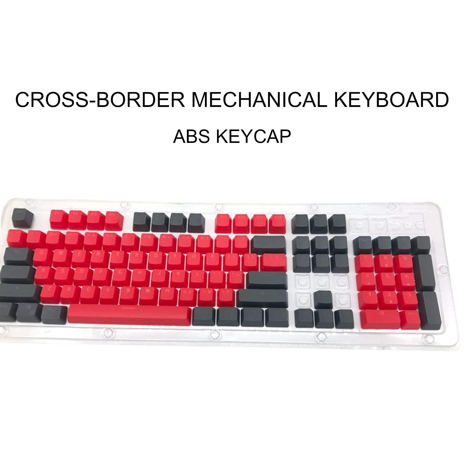 Gosundv 104PcsSet Double Color Backlight Keycap for Cherry MX Mechanical Keyboard,Keycaps Keyset for Mechanical Gaming Keyboard Switches- Black Red