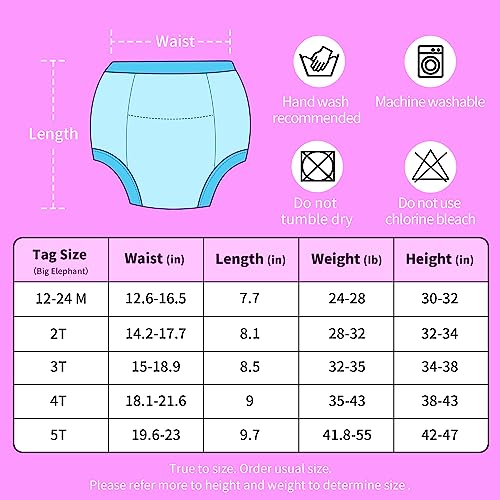 BIG ELEPHANT Baby Girls' Padded Potty Training Pants Underwear 6 Pack, 5T
