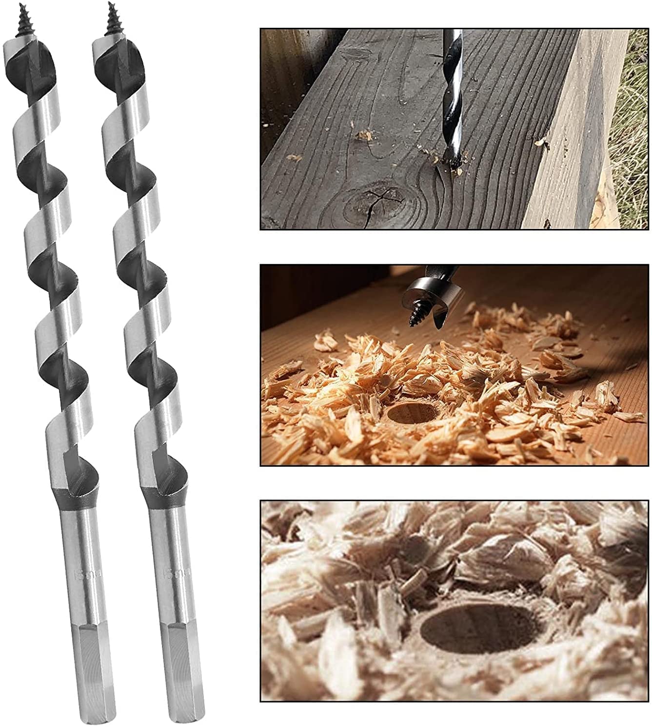 Auniwaig Auger Drill Bit Wood Hex Shank 14mm Cutting Dia High Carbon Steel for Electric Bench Drill Woodworkingpentry