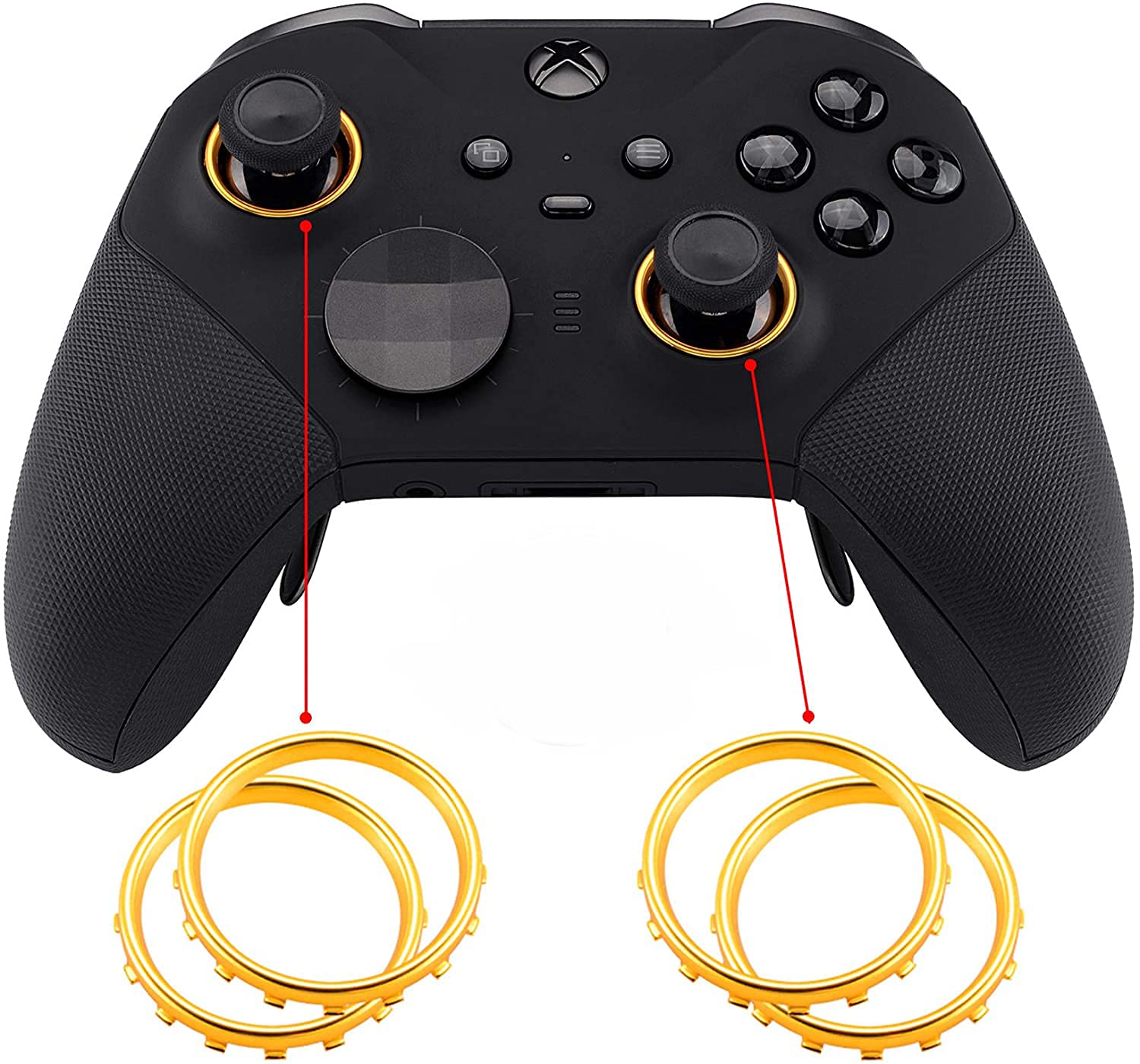 2PCS Thumbstick Accent Rings for Xbox One Elite Controller Replacement (Gold)