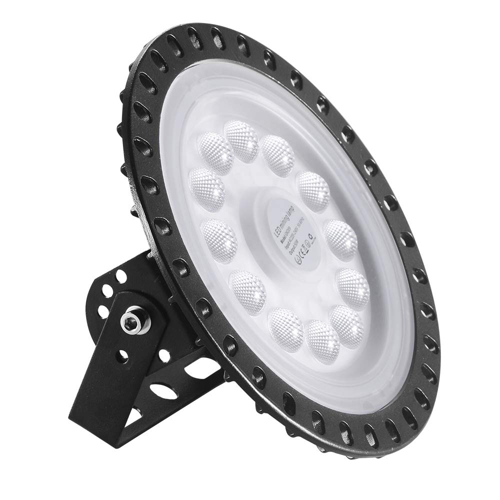100W Deformable LED Garage Light Ceiling Light Factory Warehouse Industrial Lighting, 10000 Lumen IP65 Waterproof Industrial Warehouse Mining Lamp- LED High Bay Lighting E27 (100W -Black Cold)