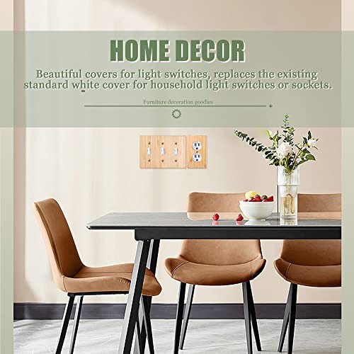 2PC Solid Wood Single Rocker Light Switch Plate 4.5" X 2.76" Bamboo Light Switch Cover Quality Raw Wooden Decorative Bedroom Kitchen Home Decor (Single Rocker)