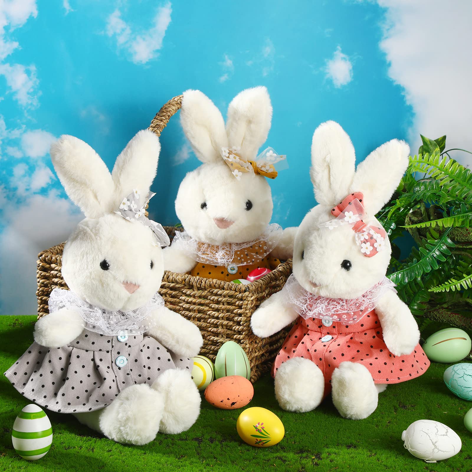 3 Pack Easter Plush Bunny Adorable Rabbit Stuffed Animals 16 Inch Doll Bunny Plush Easter Girls Gifts Room Decorations Birthday Gifts(Cute Style)