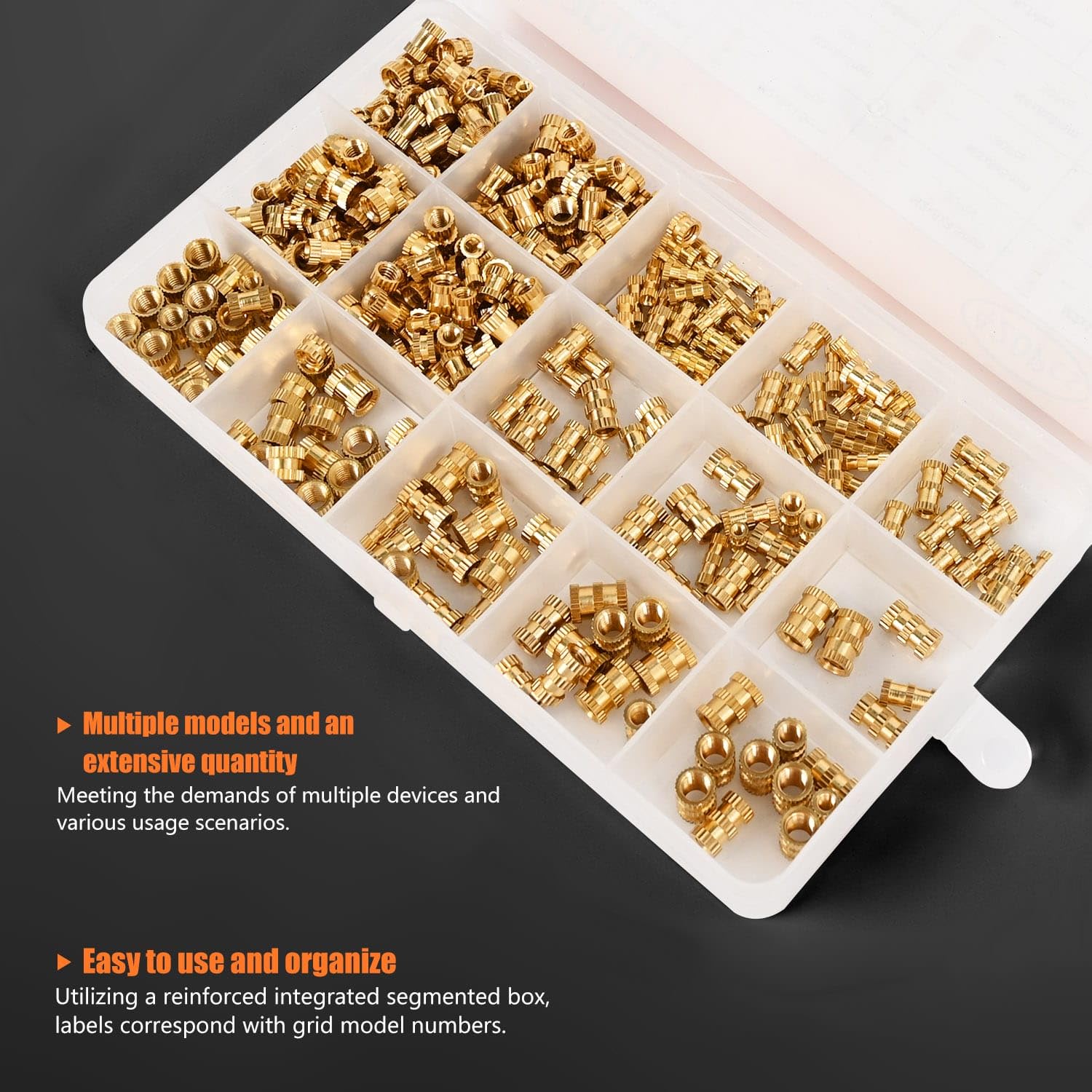 Canitu 420Pcs Threaded Inserts,M2 M3 M4 M5 Female Thread Metric Knurled Embedment Nuts Assortment Kit Brass Heat Set Insert for 3D Printing Components Injection Molding