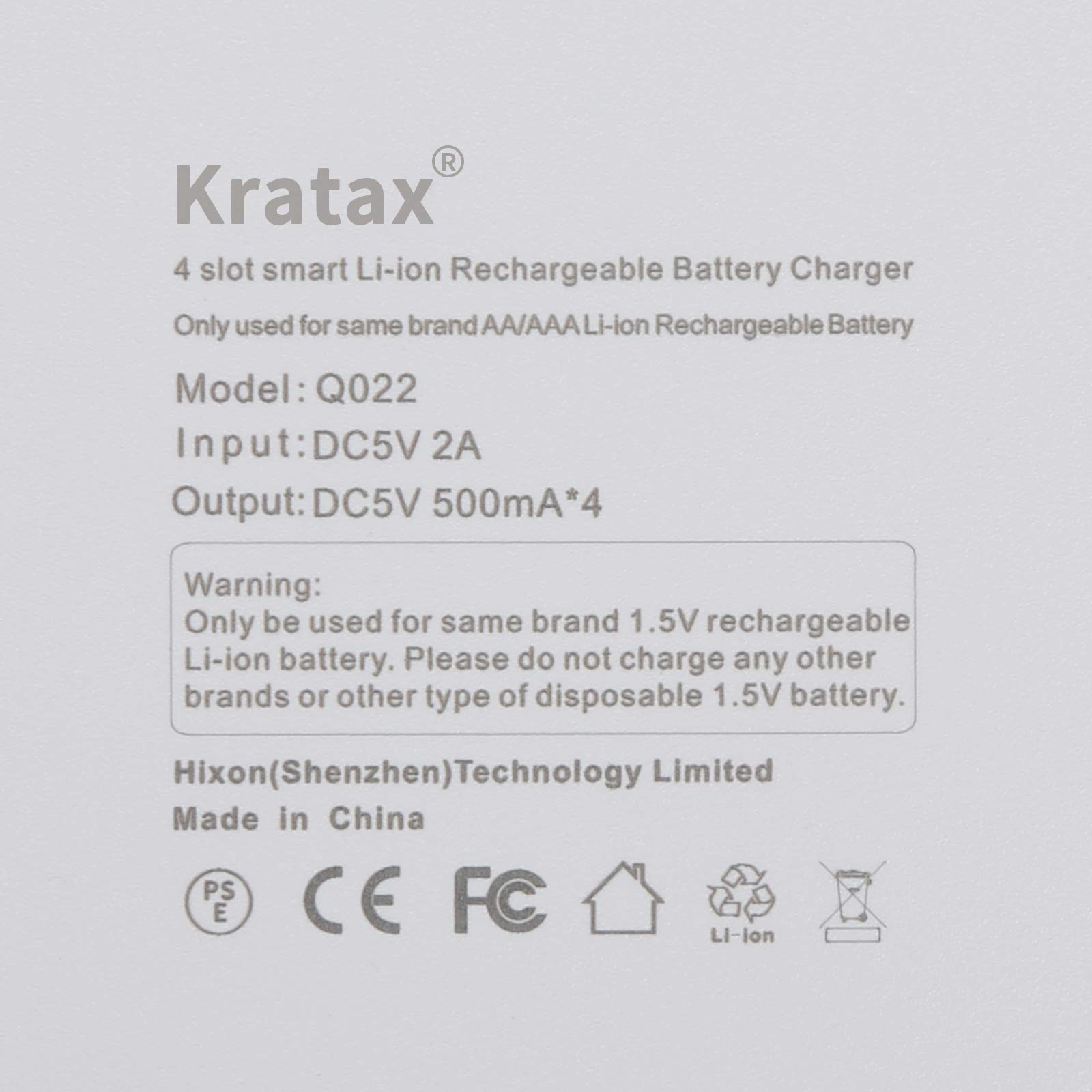 AA AAA Battery Charger Kratax 4-Bay Battery Charger Only for 1.5V Constant Voltage Output AA and AAA Rechargeable Lithium Batteries (Only Charger)