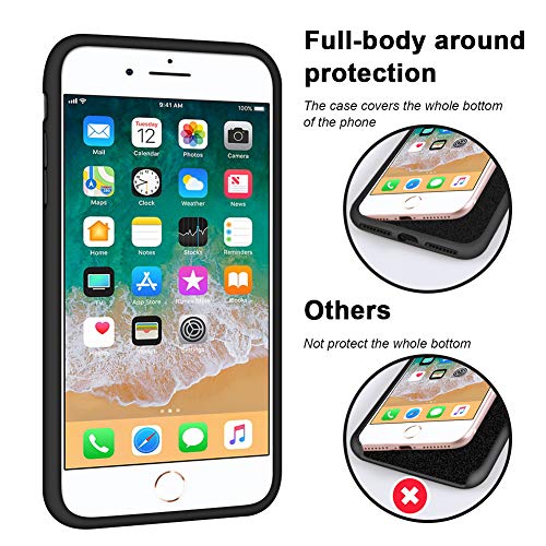 Anuck iPhone 8 Plus Case, iPhone 7 Plus Case, Soft Silicone Gel Rubber Bumper Case Microfiber Lining Hard Shell Shockproof Full-Body Protective Case Cover for iPhone 7 Plus /8 Plus 5.5" - T Black