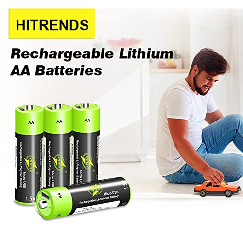 AA Batteries - USB Rechargeable Double A Lithium Batteries - Li-ion Battery Cell - 1.5V / 1700mAH (4-Pack) - Not NI-MH/NI-CD/Alkaline Batteries - ECO-Friendly and Recyclable - No Memory Effect(Green)
