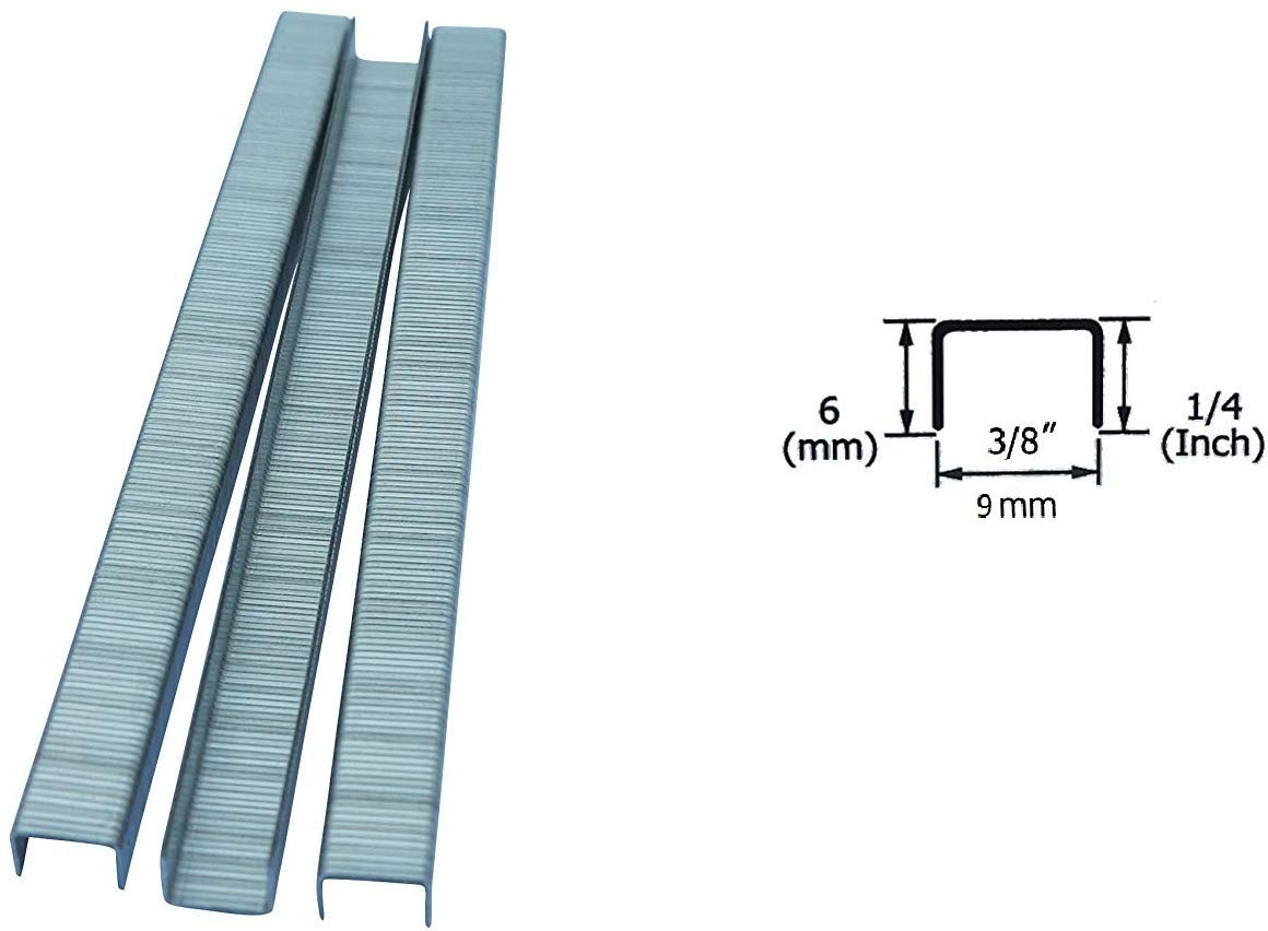 3PLUS 71/06 22 Gauge 3/8-Inch (9mm) Crown 1/4-Inch Leg Length Galvanized Fine Wire Staples, Interchangeable with 71 Series Staples (10,000 per Box), 71 Series Staples