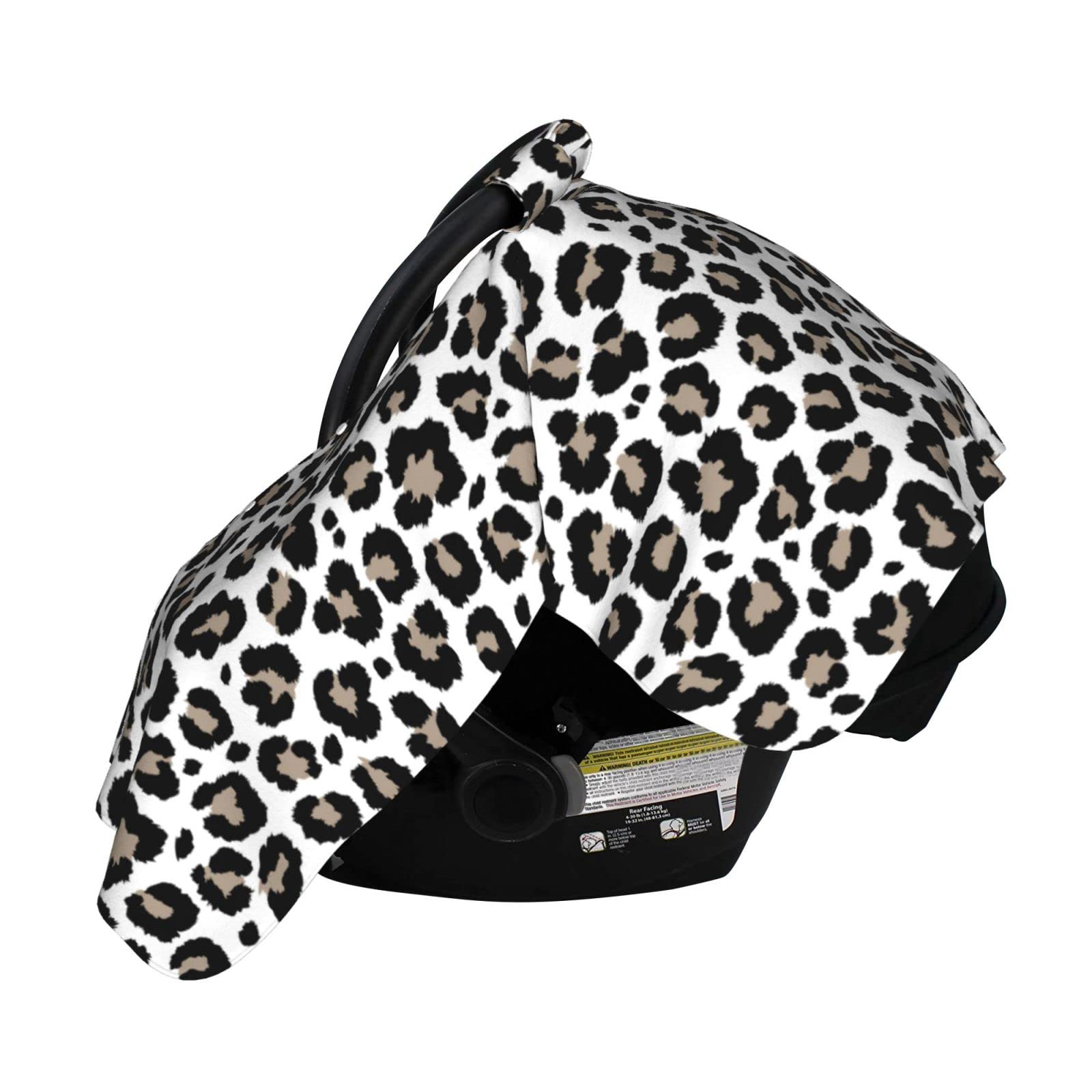 9CH Car Seat Canopy for Babies, Peekaboo Opening Minky Car seat Cover for Baby Mom Nursing Breastfeeding Covers, Minky Blanket for Infant Toddler (Leopard)